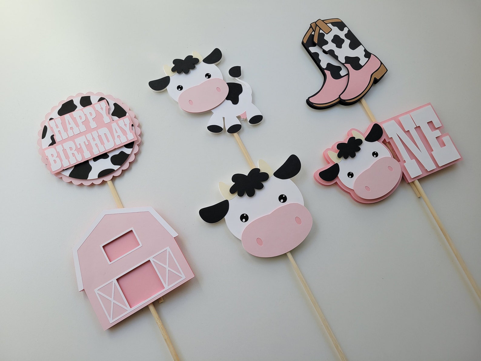 Pink Farm Centerpieces Set of 3, Cow Centerpieces, Pink Cowgirl ...