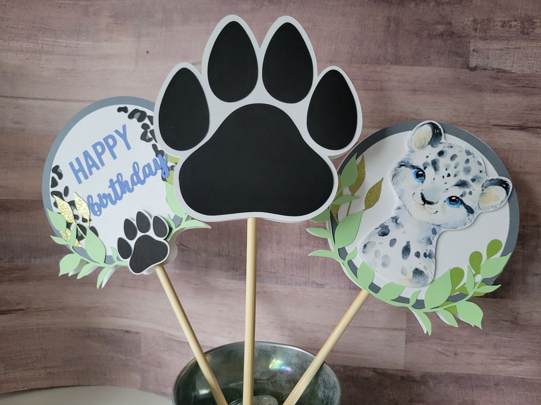 Snow Leopard Centerpieces Set of 3, Leopard Centerpieces, Snow Leopard ...