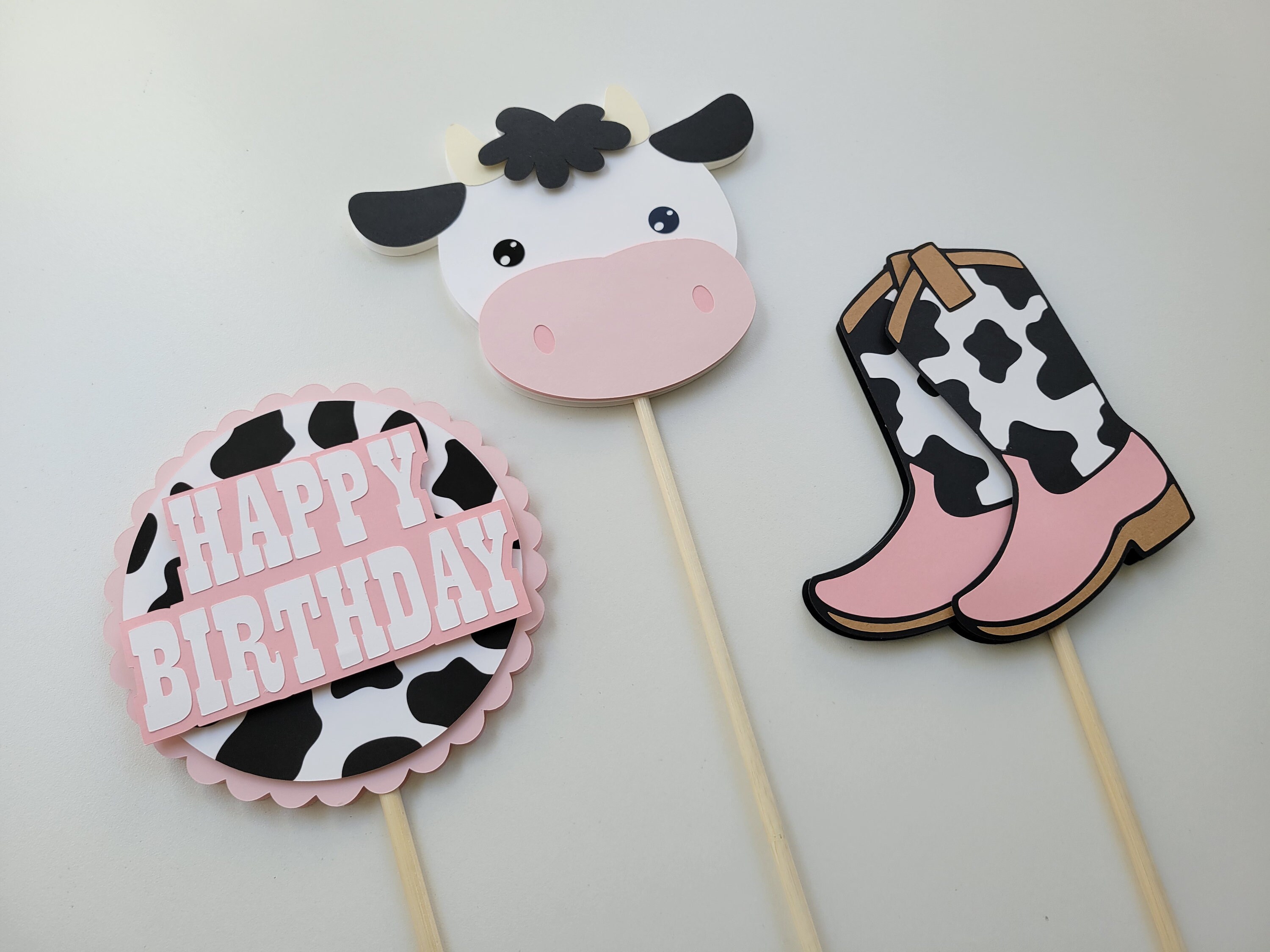 Pink Farm Centerpieces Set of 3, Cow Centerpieces, Pink Cowgirl ...