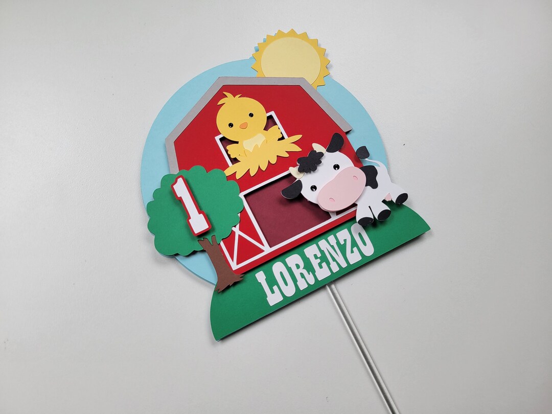 Farm Cake Topper, Cow Cake Topper, Pink Cow Cake Topper, Farm Animal ...