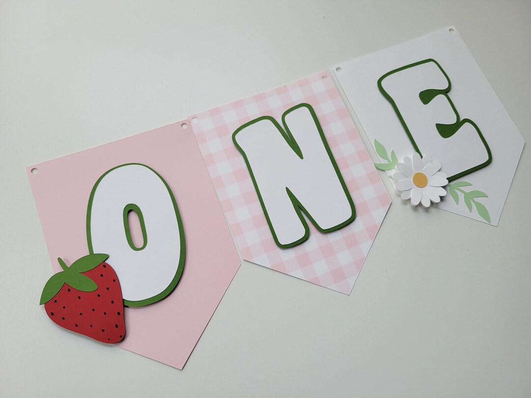 Strawberry Banner, Strawberry High Chair Banner, Strawberry Birthday ...
