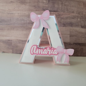 Pink Bow 3D Letter, Pink Coquette 3D Letter, Coquette Bow 3D Letter ...
