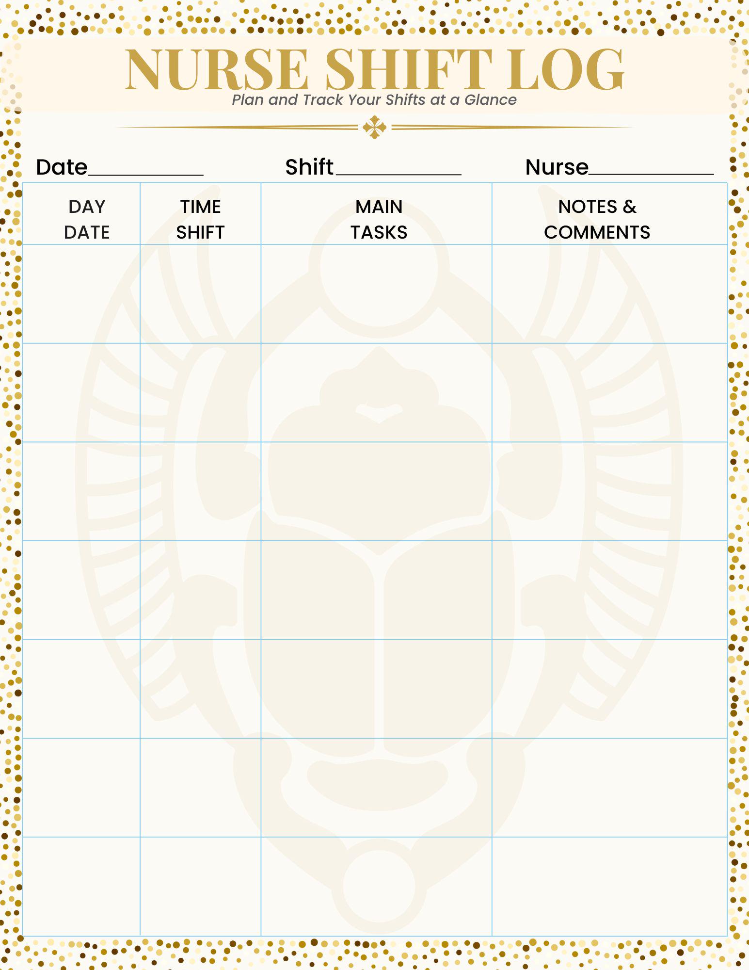 Nurse Planner Printable: Shift Log, Patient Tracker (PDF Download) - Etsy