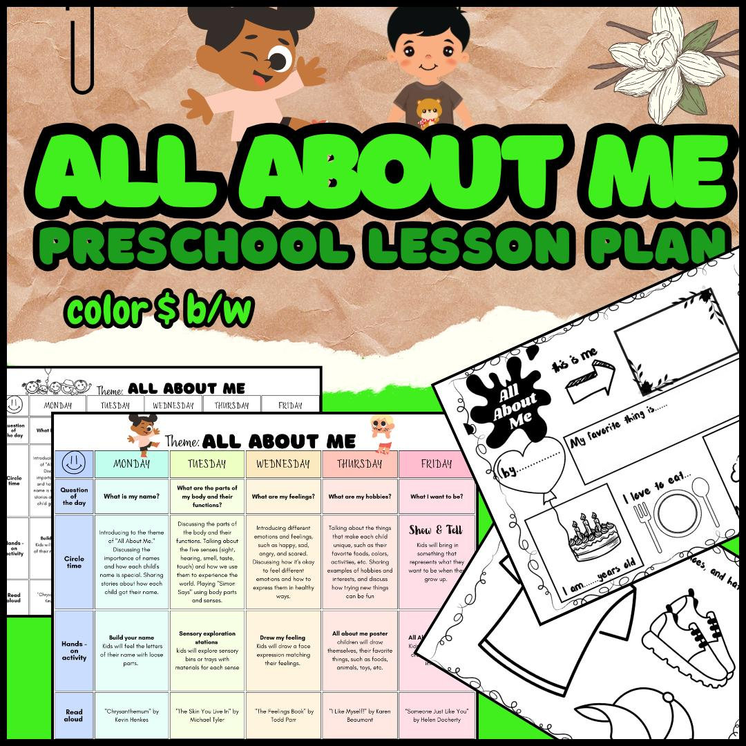 ALL ABOUT ME Preschool Weekly Lesson Plan - Etsy