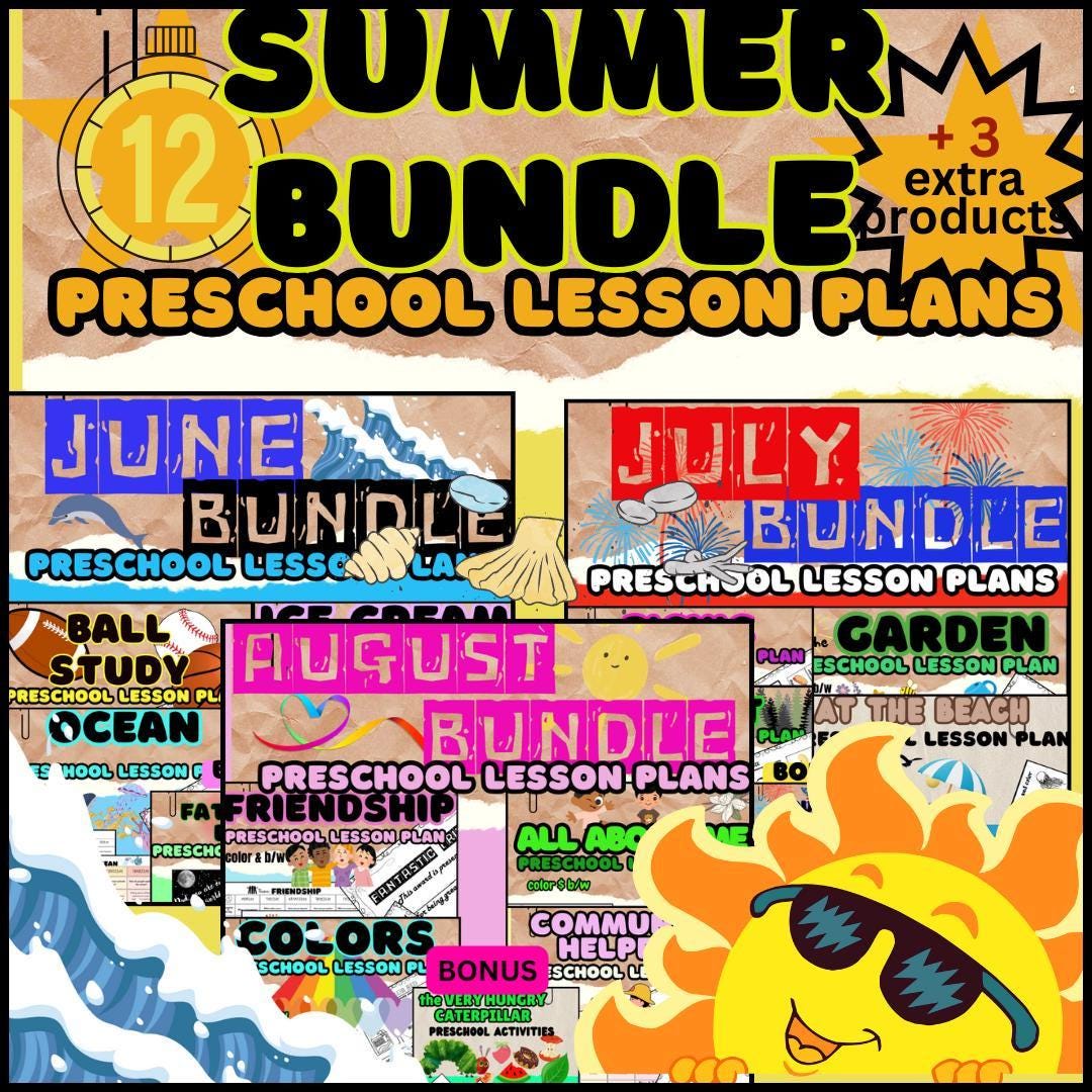 Summer Preschool Lesson Plan Bundle June, July, August (PDF) - Etsy