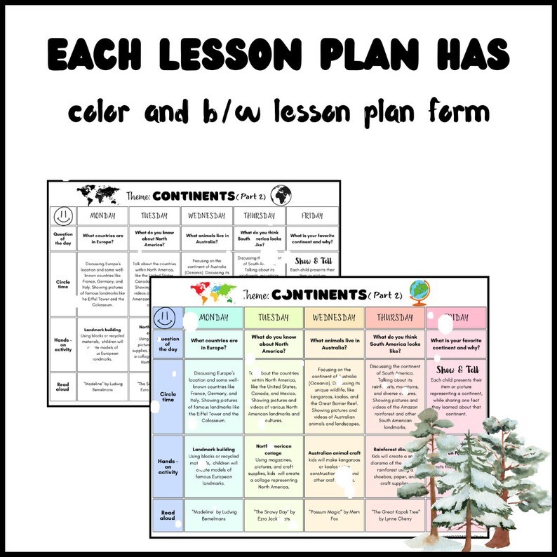 JANUARY BUNDLE Preschool Lesson Plans Snow, Opposites, Continents Part ...