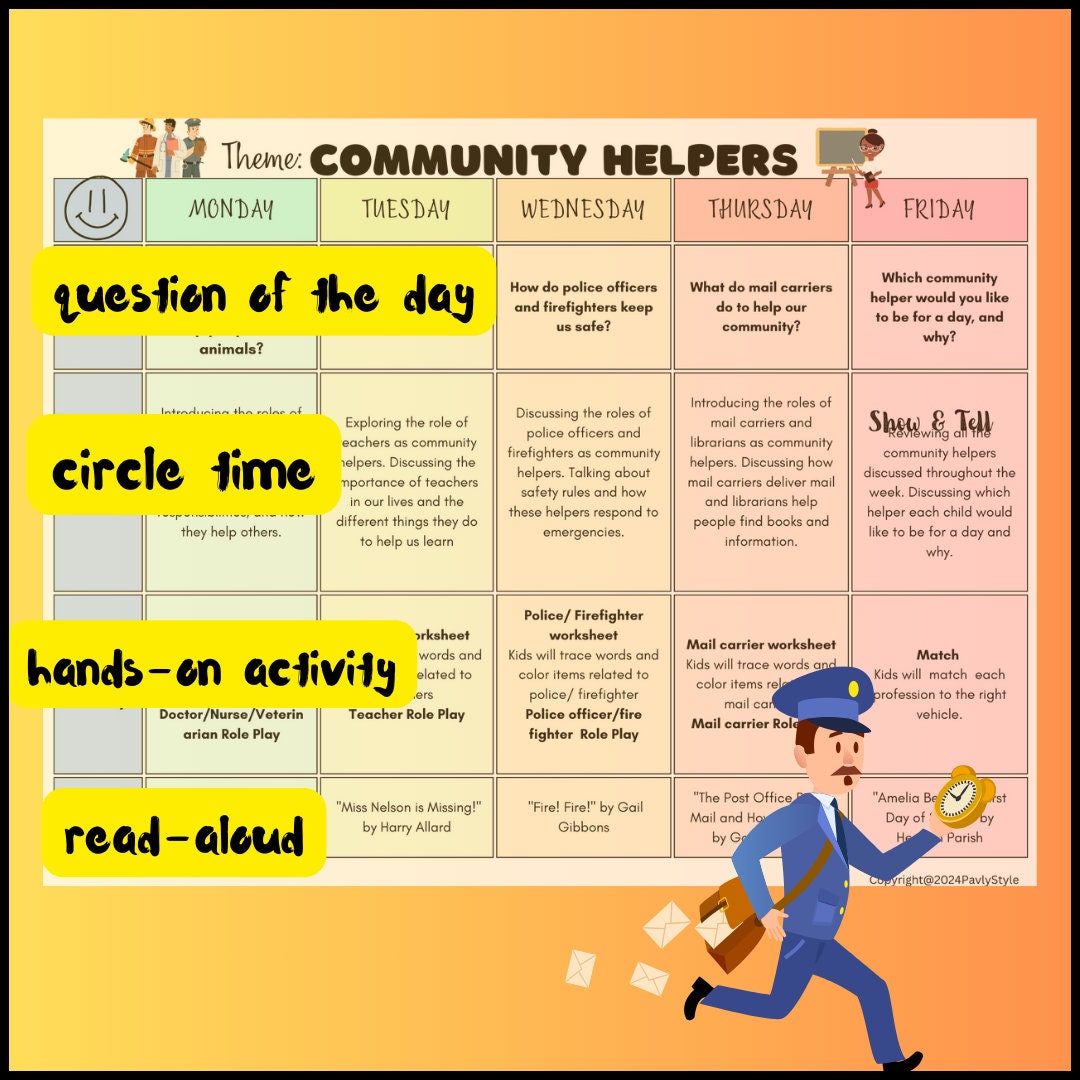 COMMUNITY HELPERS Preschool Weekly Lesson Plan - Etsy