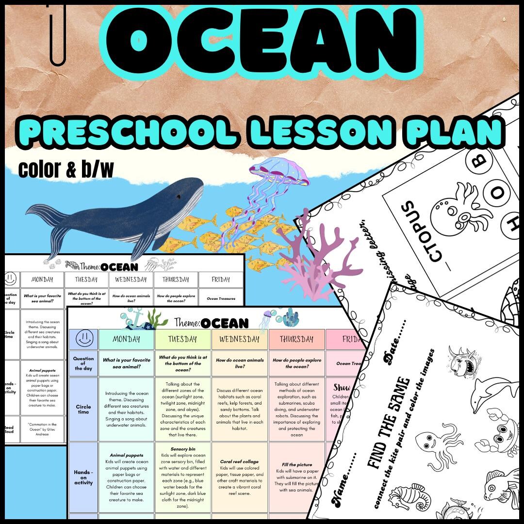 OCEAN- Preschool Weekly Lesson Plan - Etsy