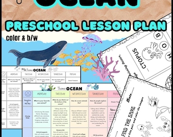 Ocean Theme Homeschool Lesson Plan, Ocean Preschool Plan, Ocean Theme ...