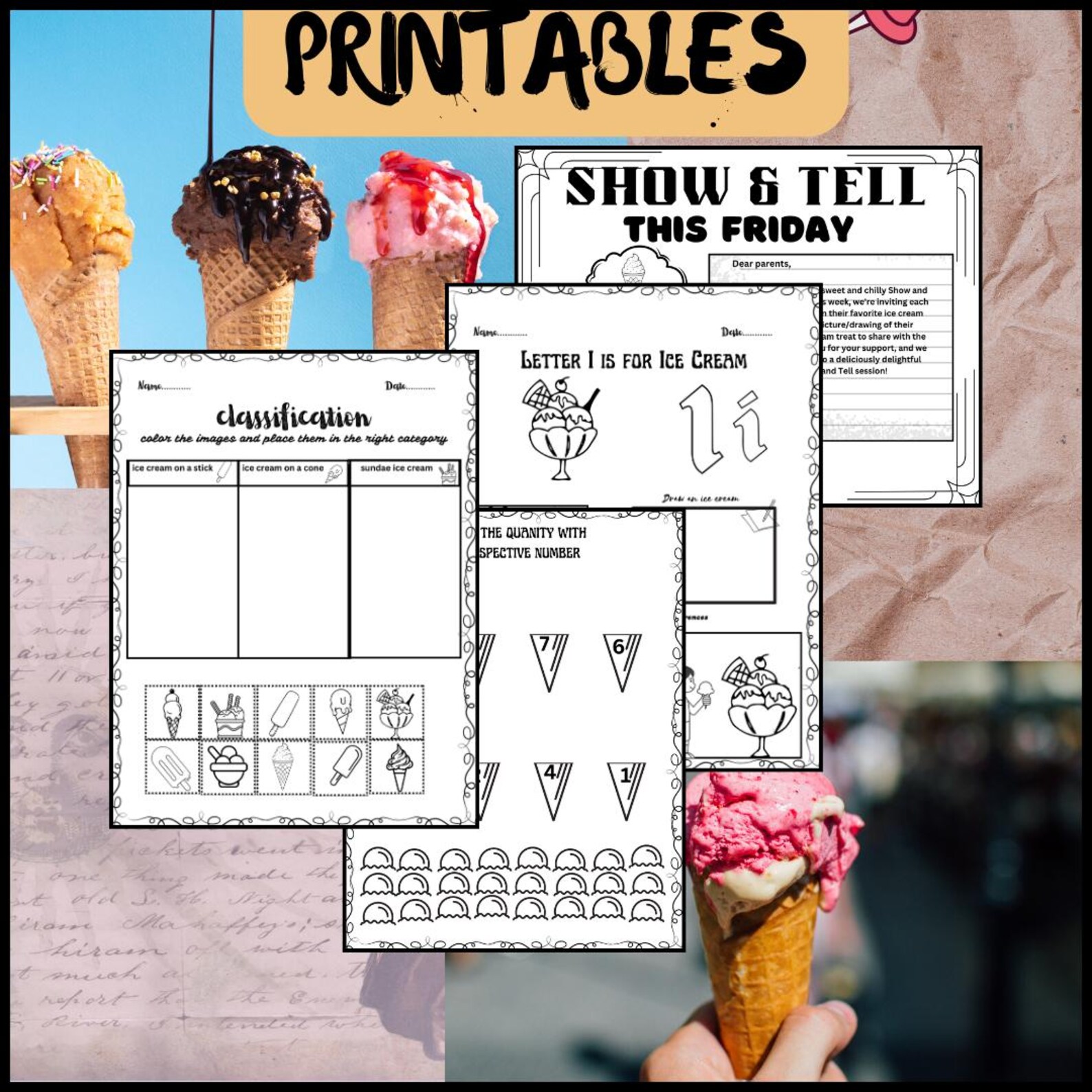 ICE CREAM- Preschool Weekly Lesson Plan - Etsy Canada