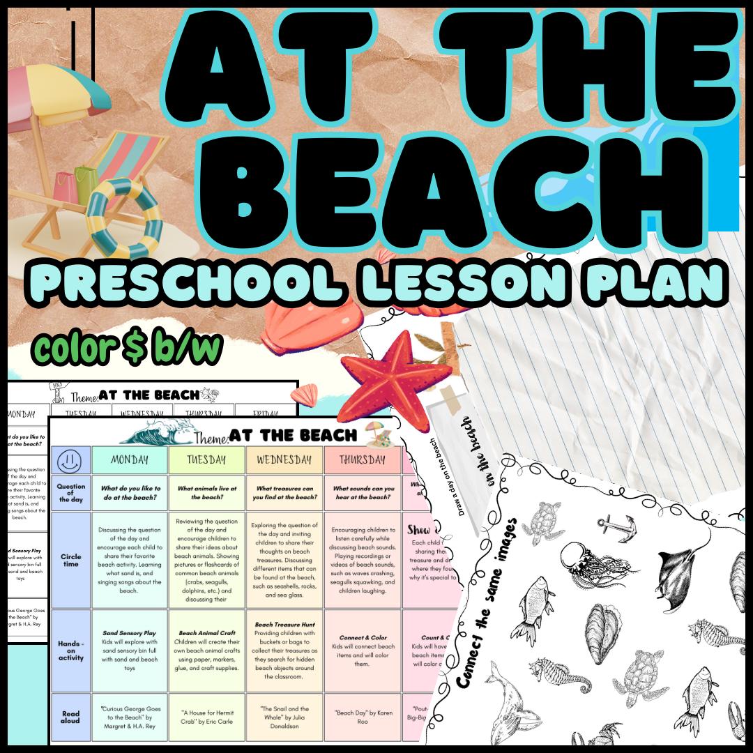 AT THE BEACH - Preschool Weekly Lesson Plan - Etsy