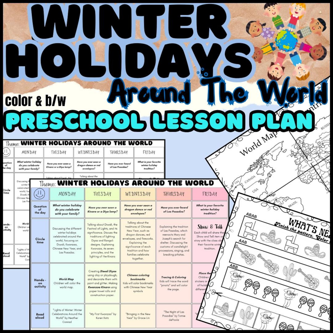 WINTER HOLIDAYS Around the World- Preschool Weekly Lesson Plan - Etsy