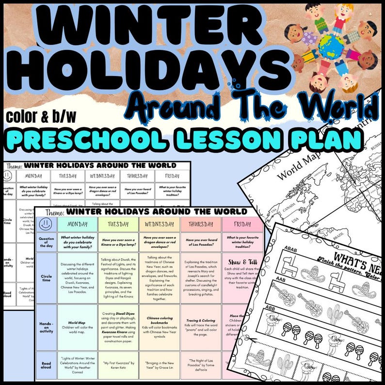 WINTER HOLIDAYS Around the World- Preschool Weekly Lesson Plan - Etsy