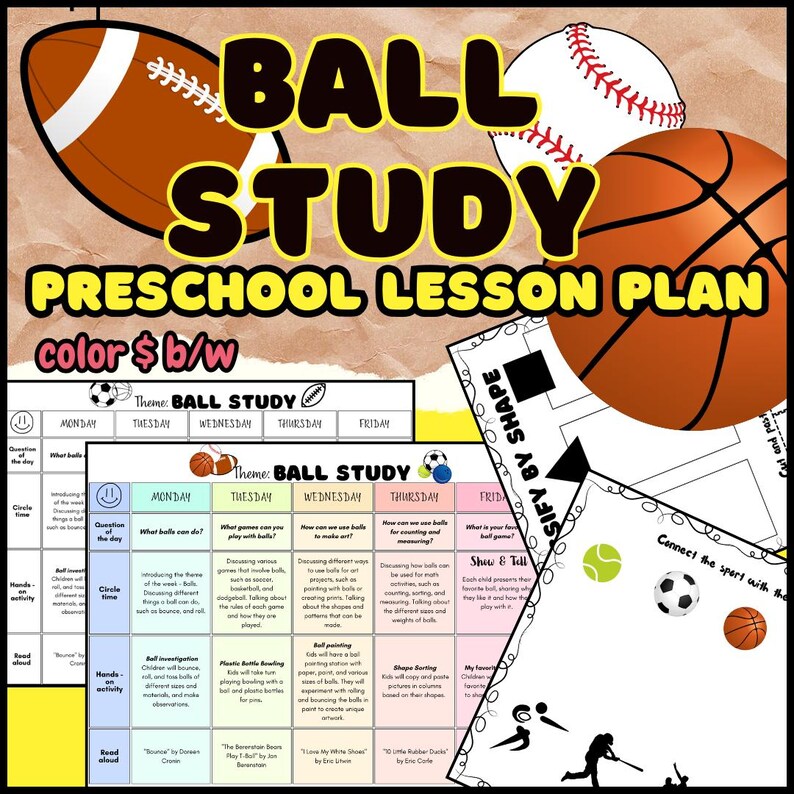 BALL STUDY- Preschool Weekly Lesson Plan - Etsy