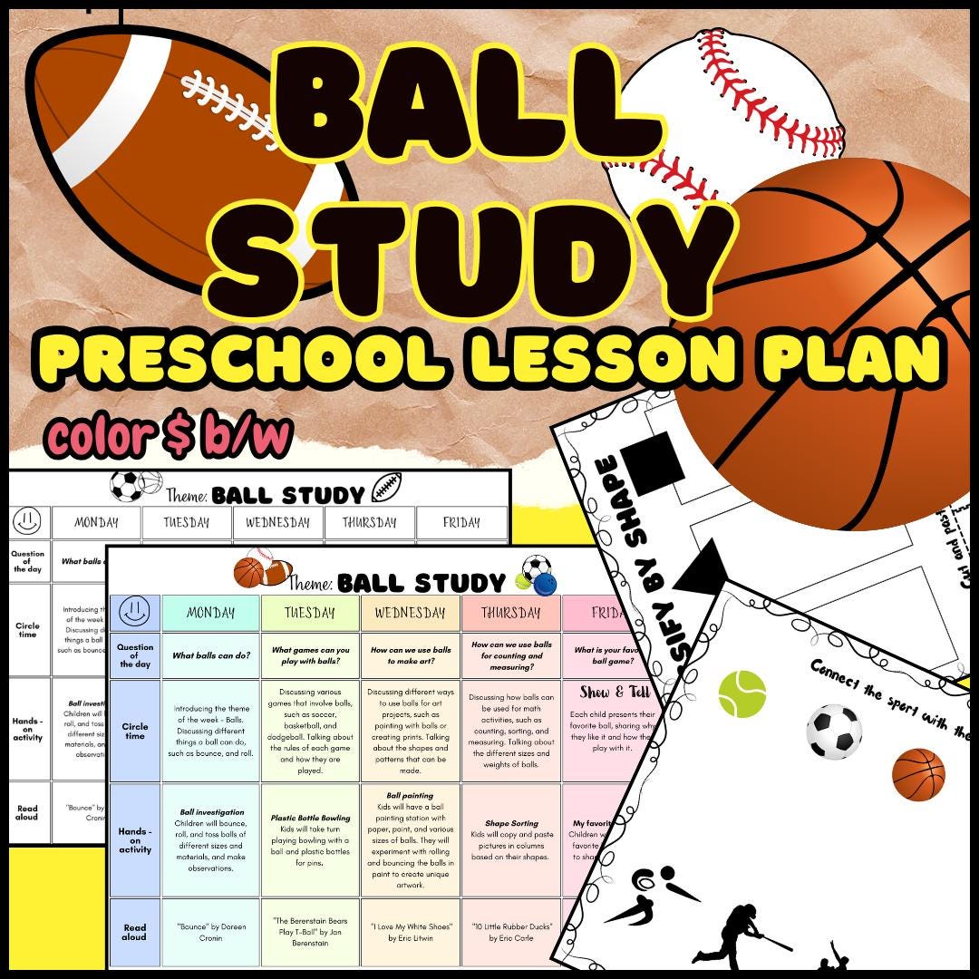 BALL STUDY- Preschool Weekly Lesson Plan - Etsy
