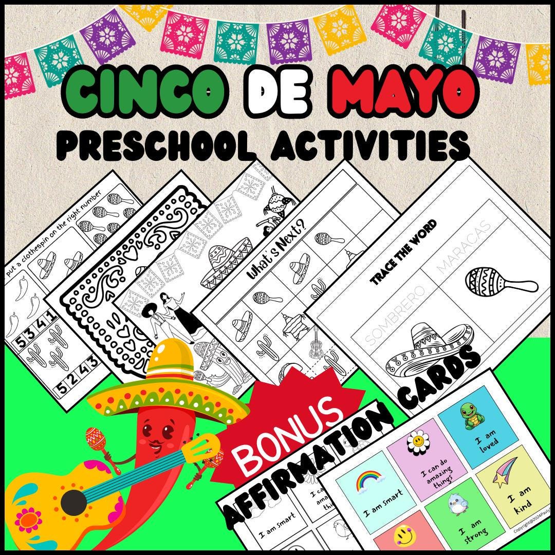 CINCO DE MAYO- Preschool Activities - Etsy