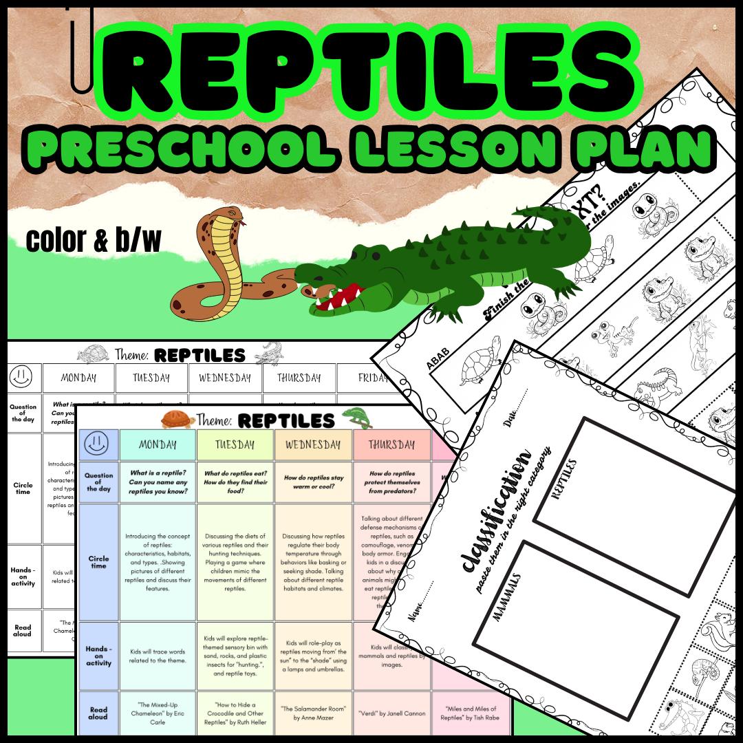 REPTILES- Preschool Weekly Lesson Plan - Etsy