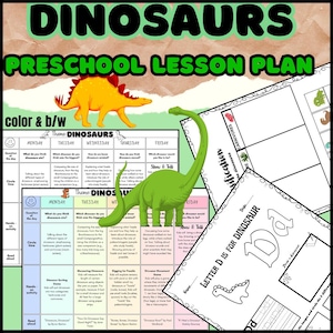 DINOSAURS- Preschool Weekly Lesson Plan - Etsy