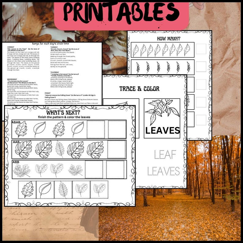 FALL LEAVES- Preschool Weekly Lesson Plan - Etsy
