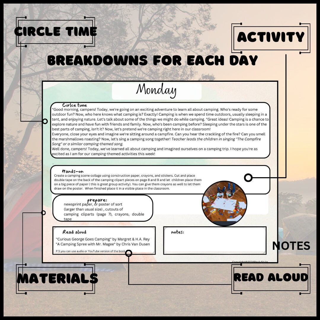 CAMPING Preschool Weekly Lesson Plan - Etsy