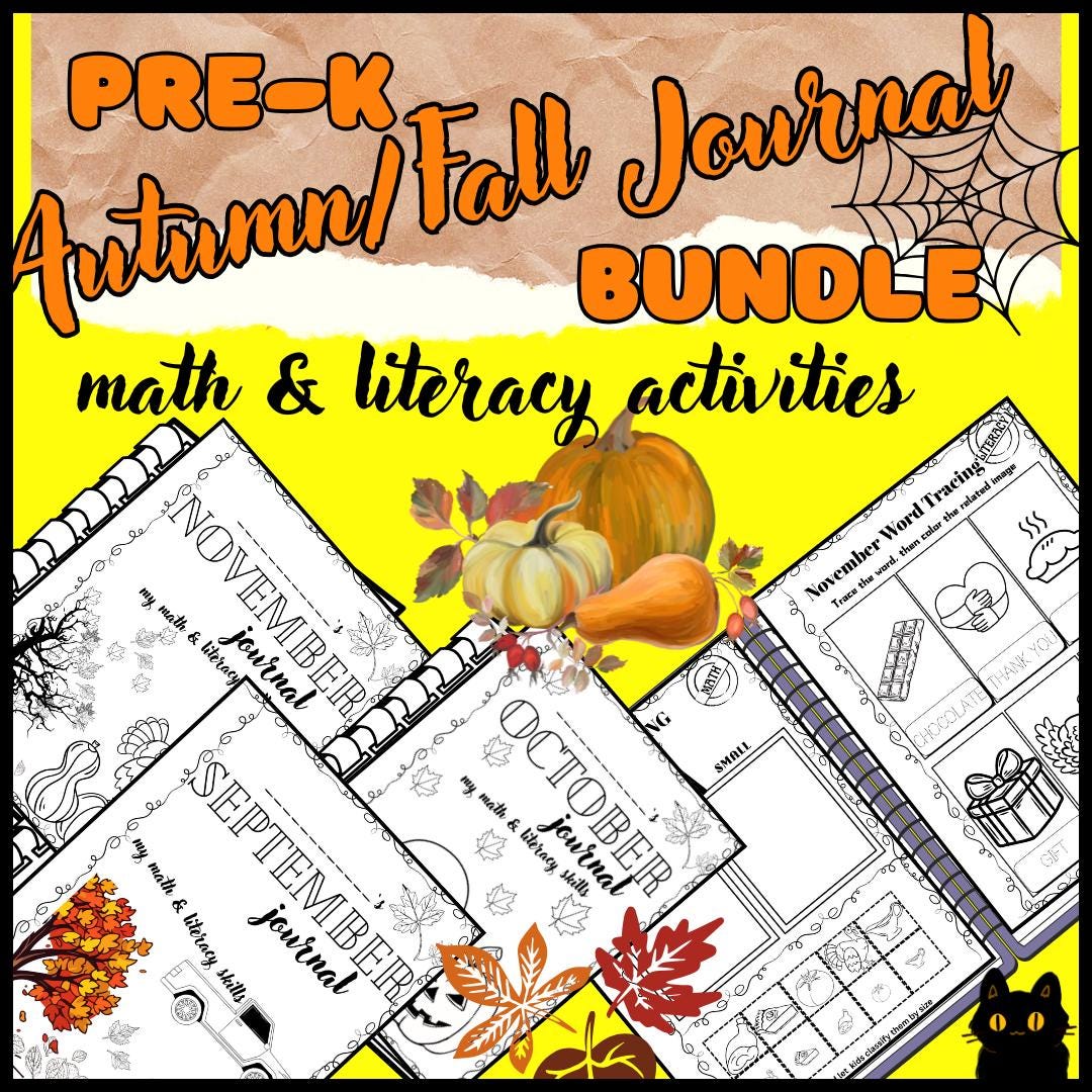 Fall/autumn Pre-k Journal Bundle | Literacy & Math Activities - Etsy