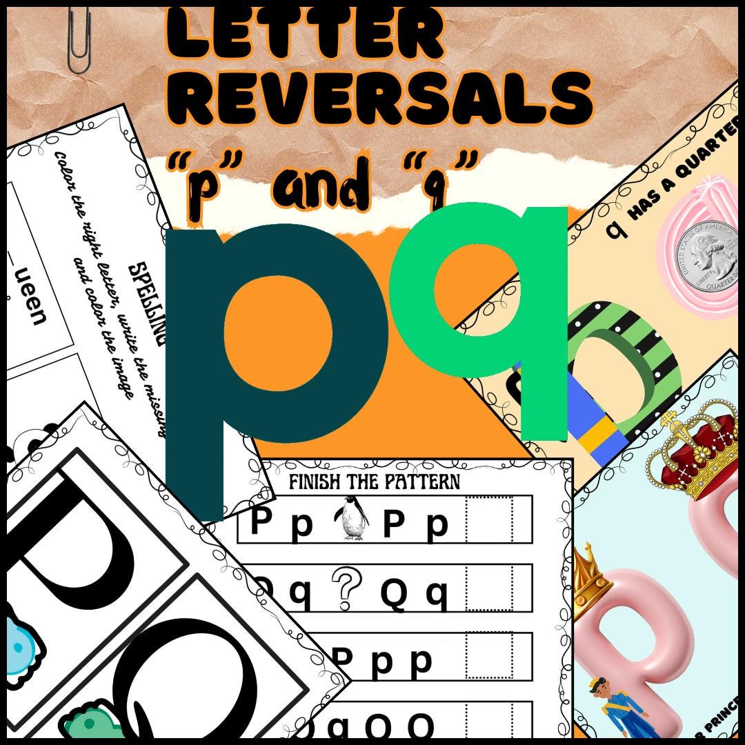 LETTER REVERSALS "q" and "p" - Etsy
