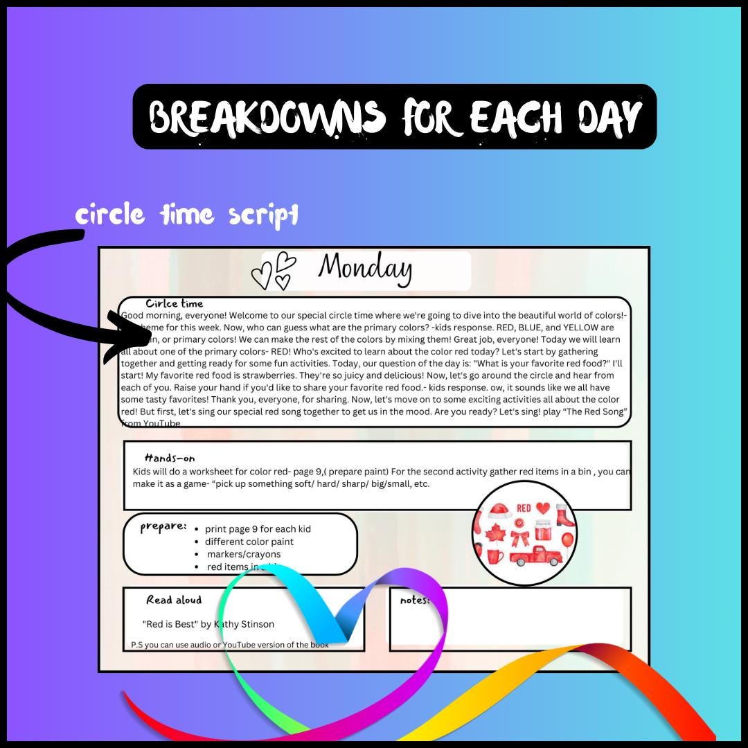 COLORS- Preschool Lesson Plan - Etsy