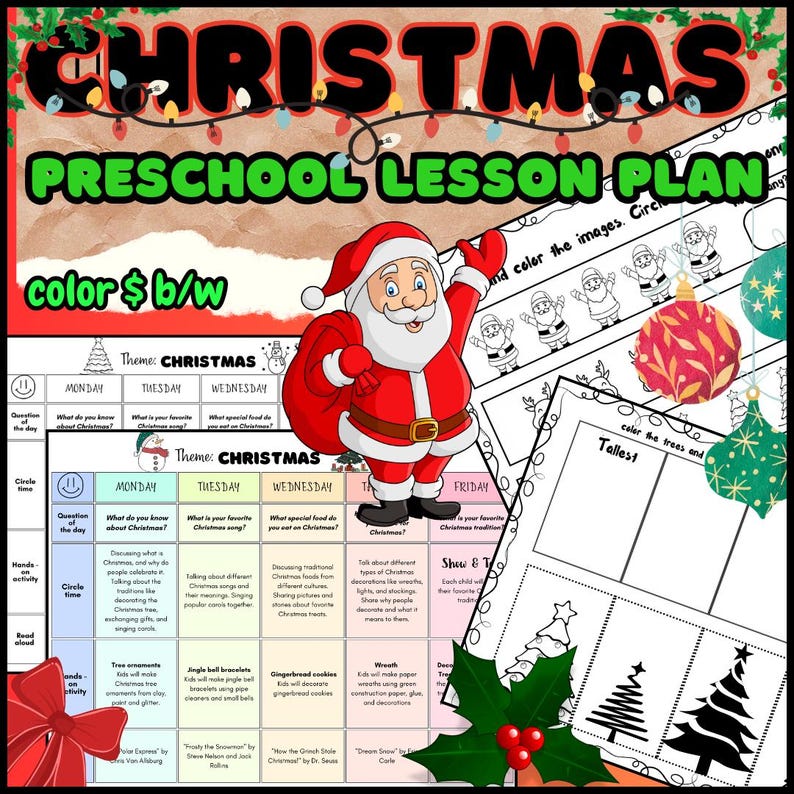 CHRISTMAS- Preschool Weekly Lesson Plan - Etsy