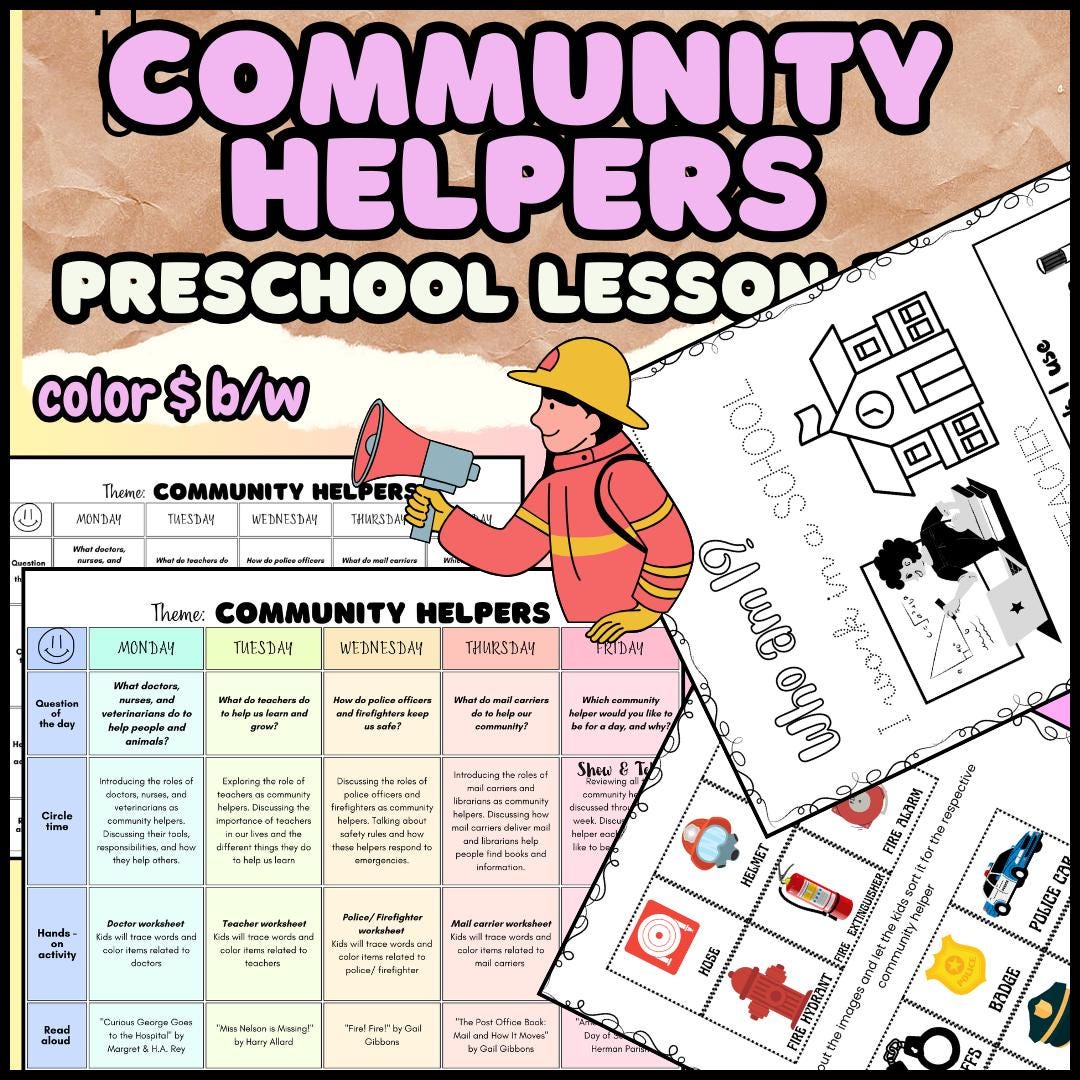 COMMUNITY HELPERS- Preschool Weekly Lesson Plan - Etsy