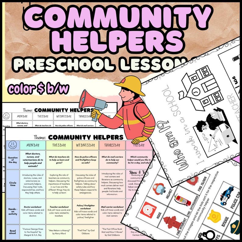 COMMUNITY HELPERS- Preschool Weekly Lesson Plan - Etsy