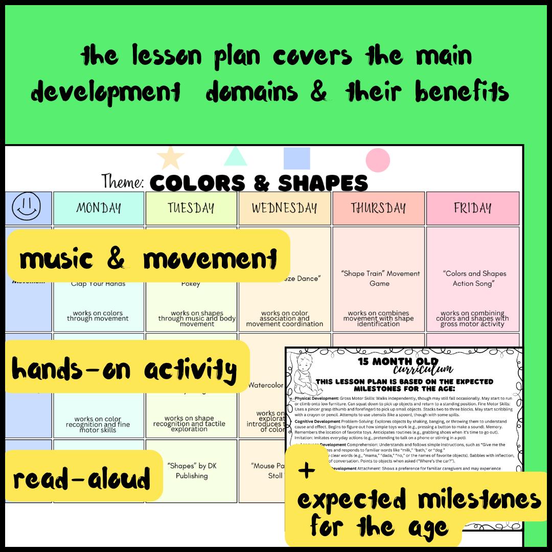 COLORS AND SHAPES- Toddler Lesson Plan for 15 Months-old - Etsy