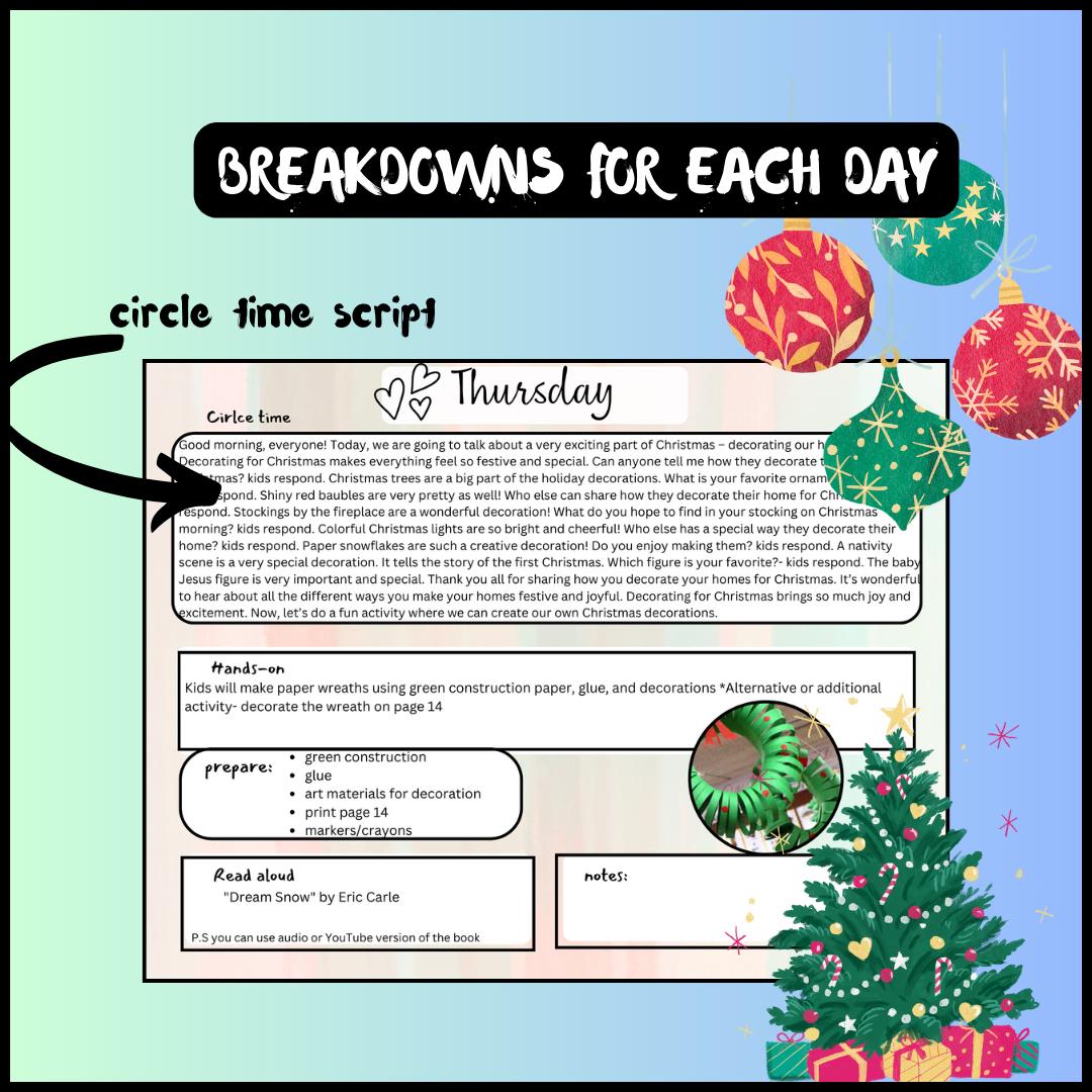CHRISTMAS- Preschool Weekly Lesson Plan - Etsy