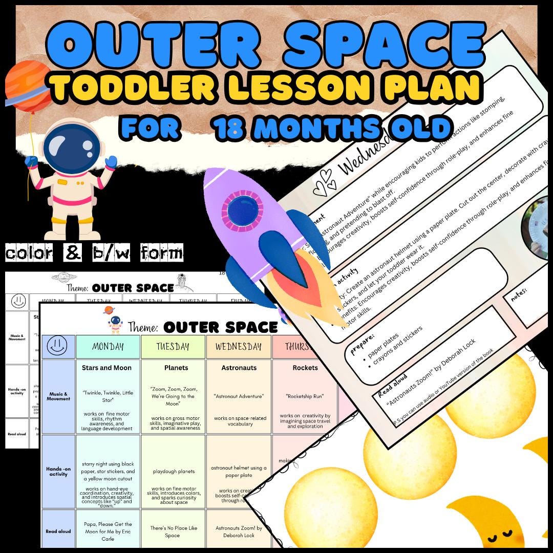 SPACE- Toddler Weekly Lesson Plan (18 Months Old) - Etsy