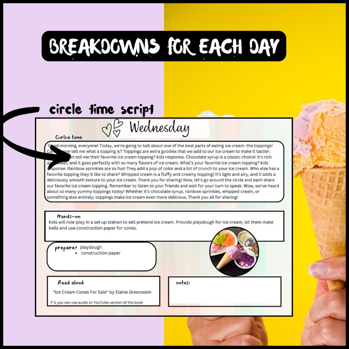 ICE CREAM- Preschool Weekly Lesson Plan - Etsy Canada