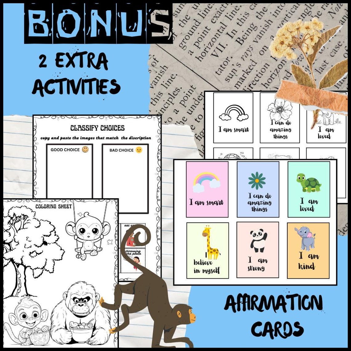 FIVE LITTLE MONKEYS- Activities for Preschoolers - Etsy