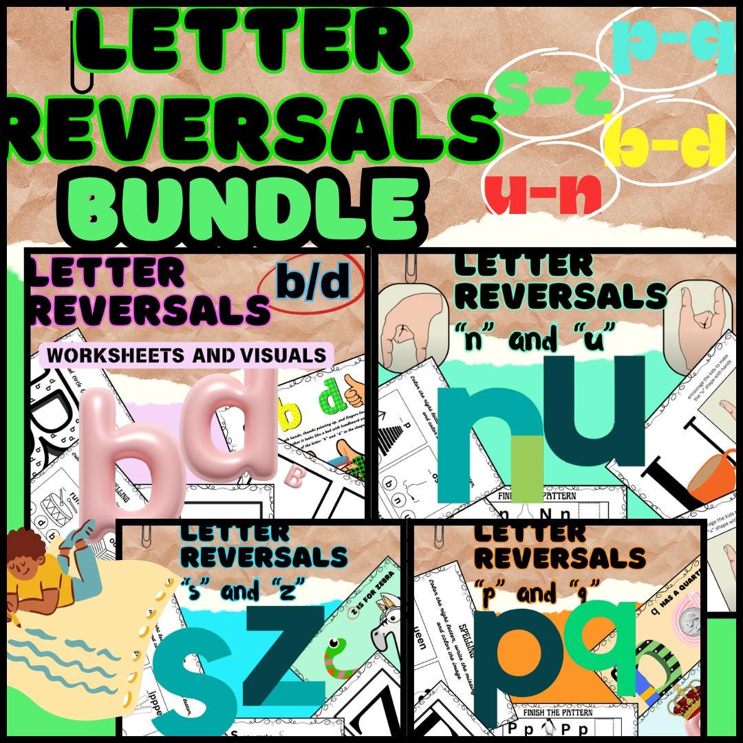 LETTER REVERSAL BUNDLE P-q, N-u, B-d, S-z - Etsy