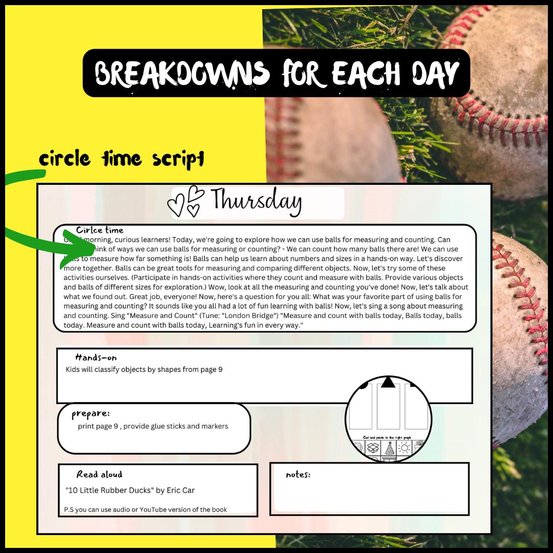 BALL STUDY- Preschool Weekly Lesson Plan - Etsy