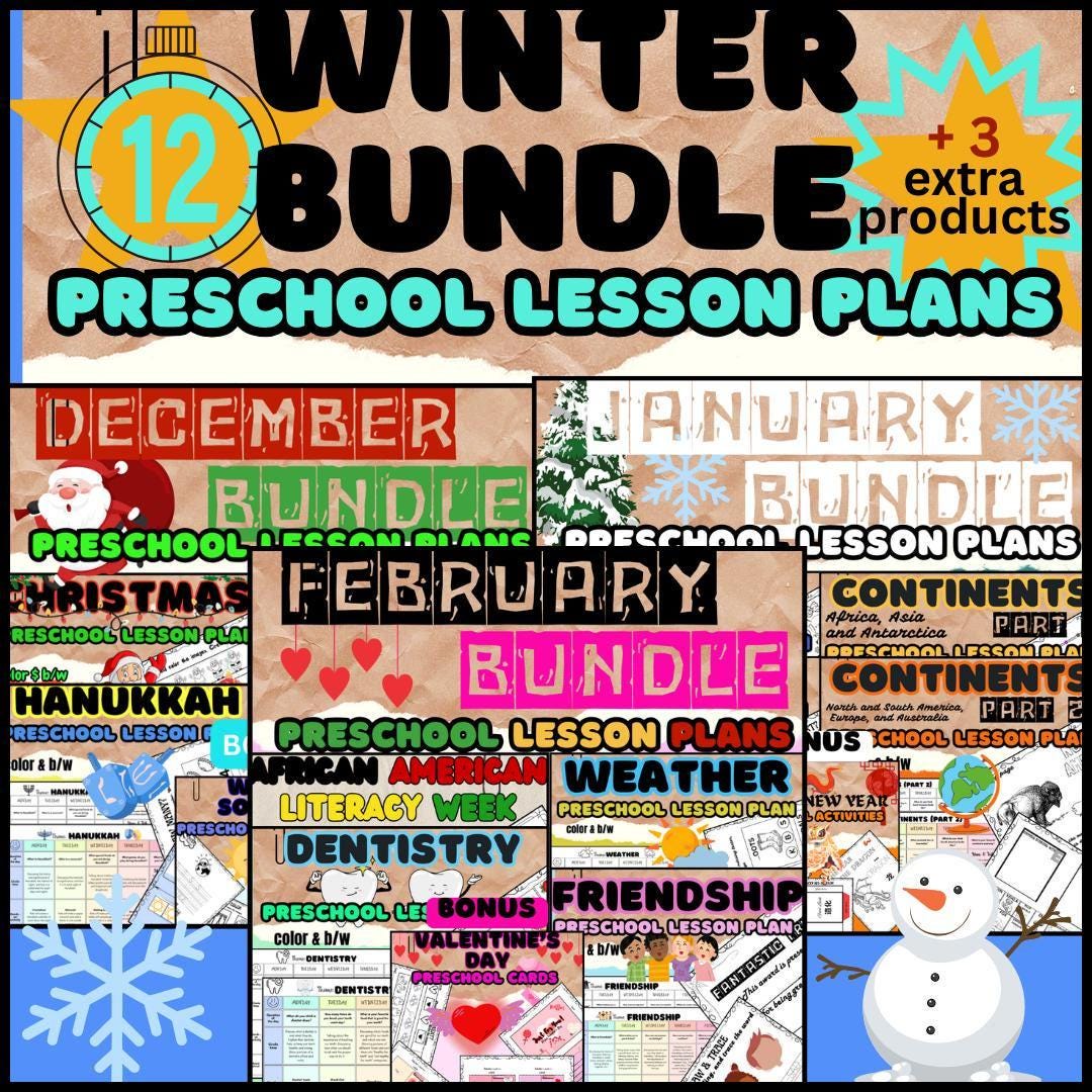 Winter Preschool Lesson Plans Bundle December, January, February (PDF ...