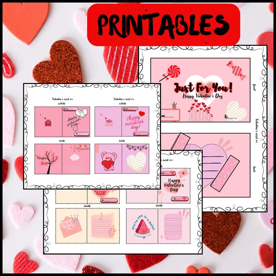 VALENTINE'S DAY- Card Templates - Etsy