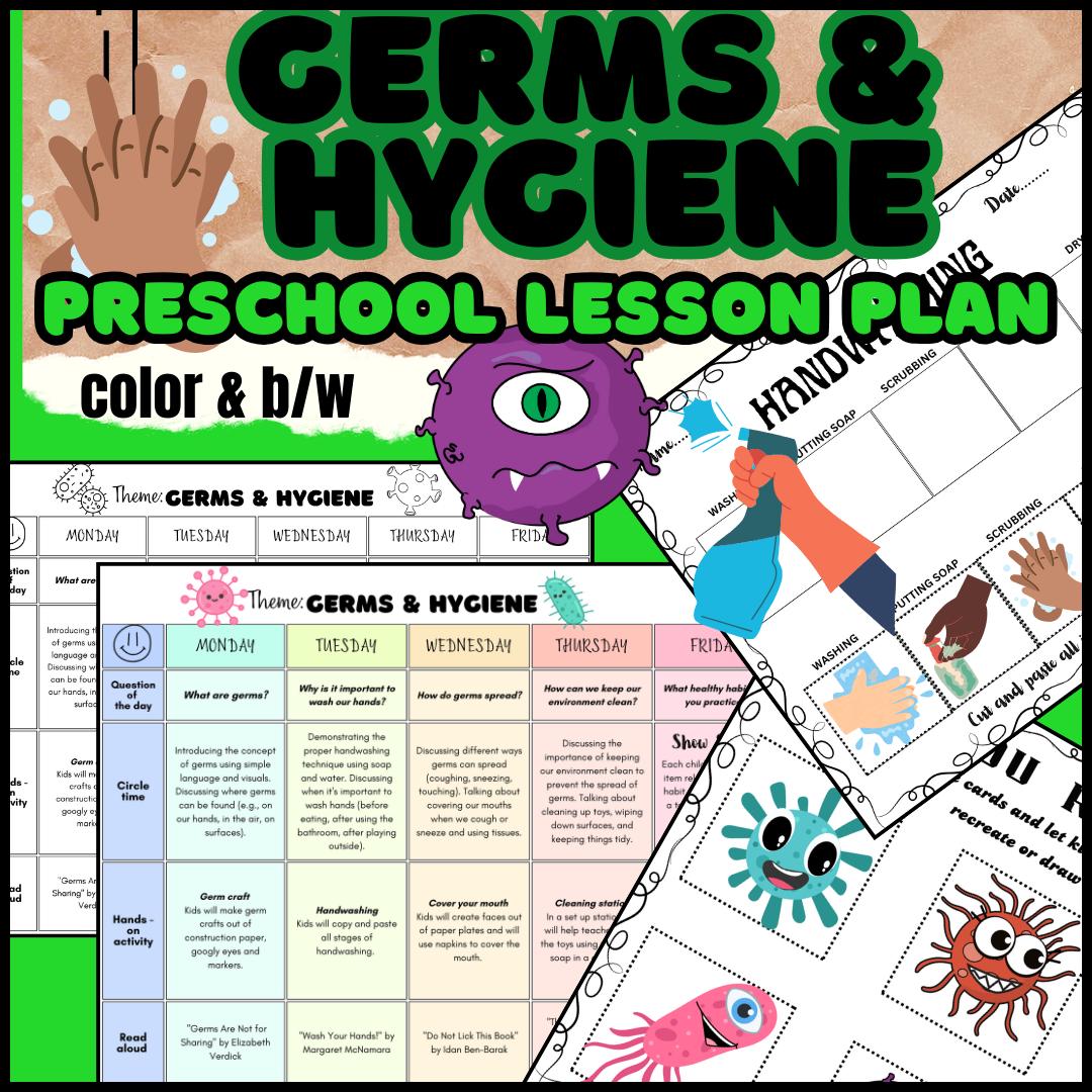 GERMS AND HYGIENE- Preschool Weekly Lesson Plan - Etsy