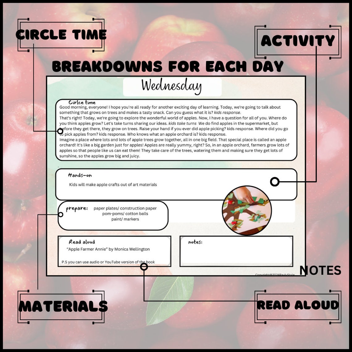 APPLES Preschool Weekly Lesson Plan - Etsy