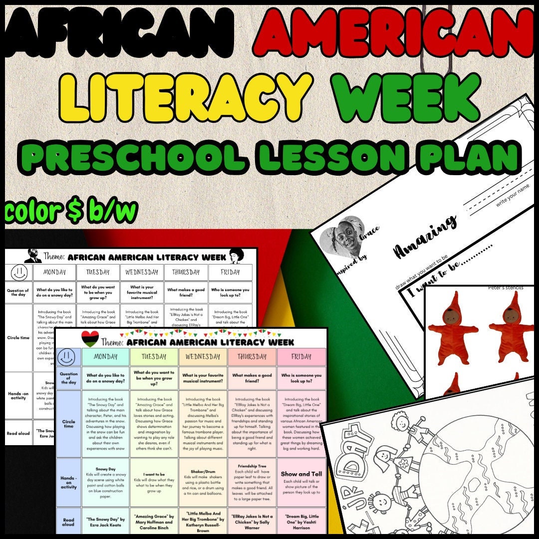 AFRICAN AMERICAN LITERACY Week Preschool Lesson Plan About 5 Books - Etsy