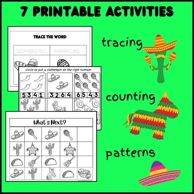 CINCO DE MAYO- Preschool Activities - Etsy