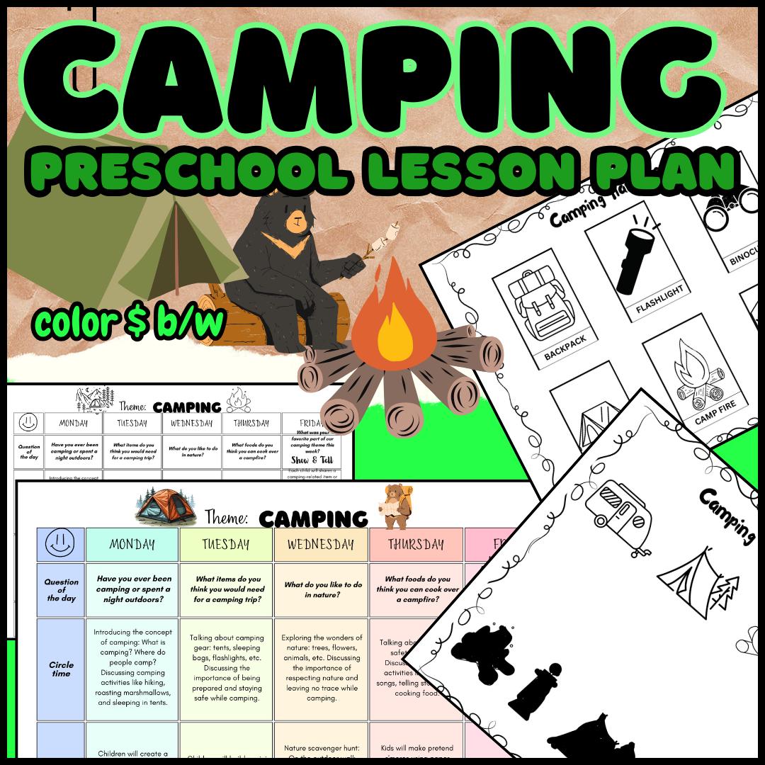 CAMPING- Preschool Weekly Lesson Plan - Etsy