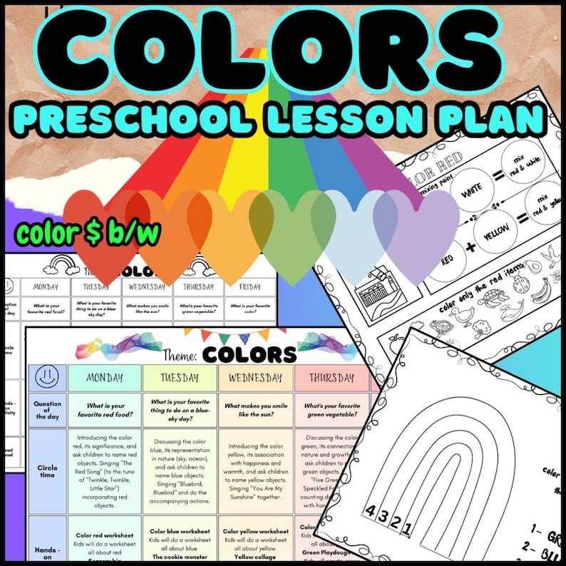 COLORS- Preschool Lesson Plan - Etsy