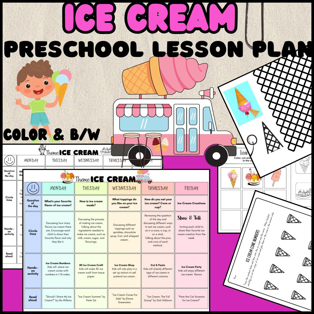 ICE CREAM Preschool Weekly Lesson Plan - Etsy Canada