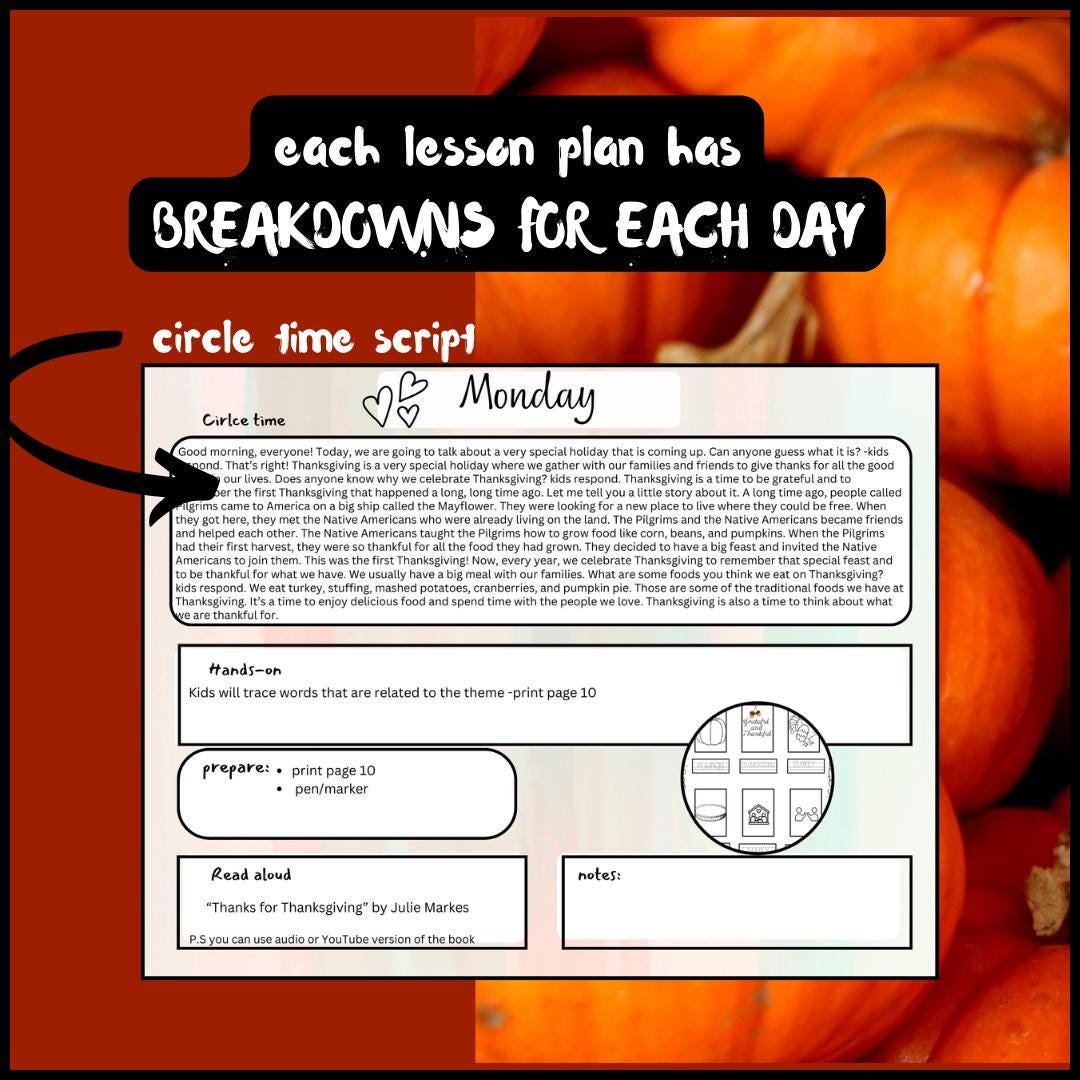 Fall Preschool Lesson Plans Bundle September, October, November (PDF ...