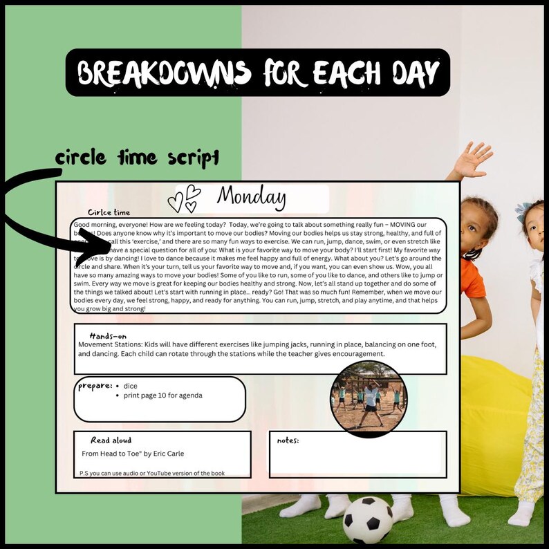 NUTRITION AND EXERCISE- Preschool Weekly Lesson Plan - Etsy