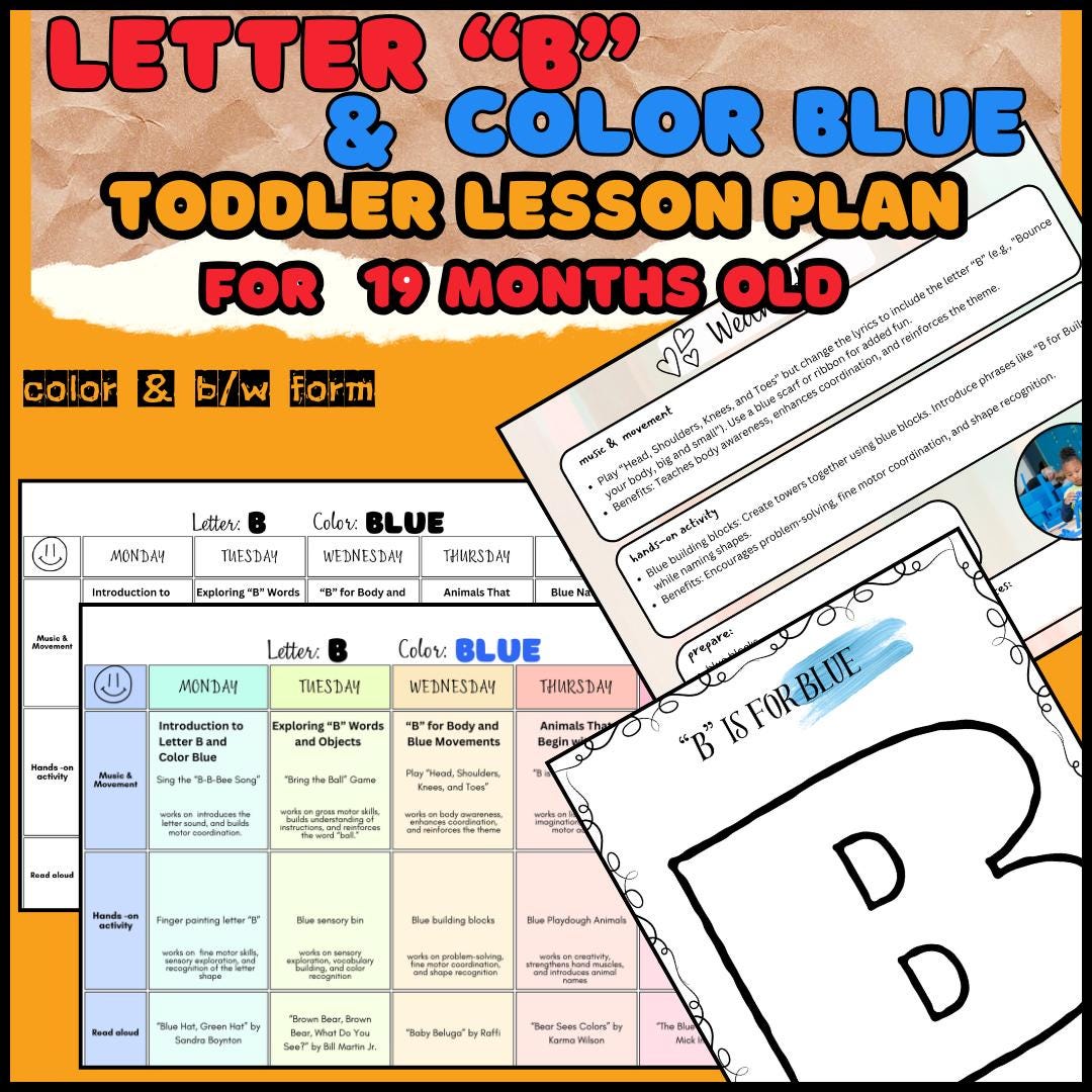 Letter "b" and Color "blue" - Toddler Weekly Lesson Plan (19 Months Old ...