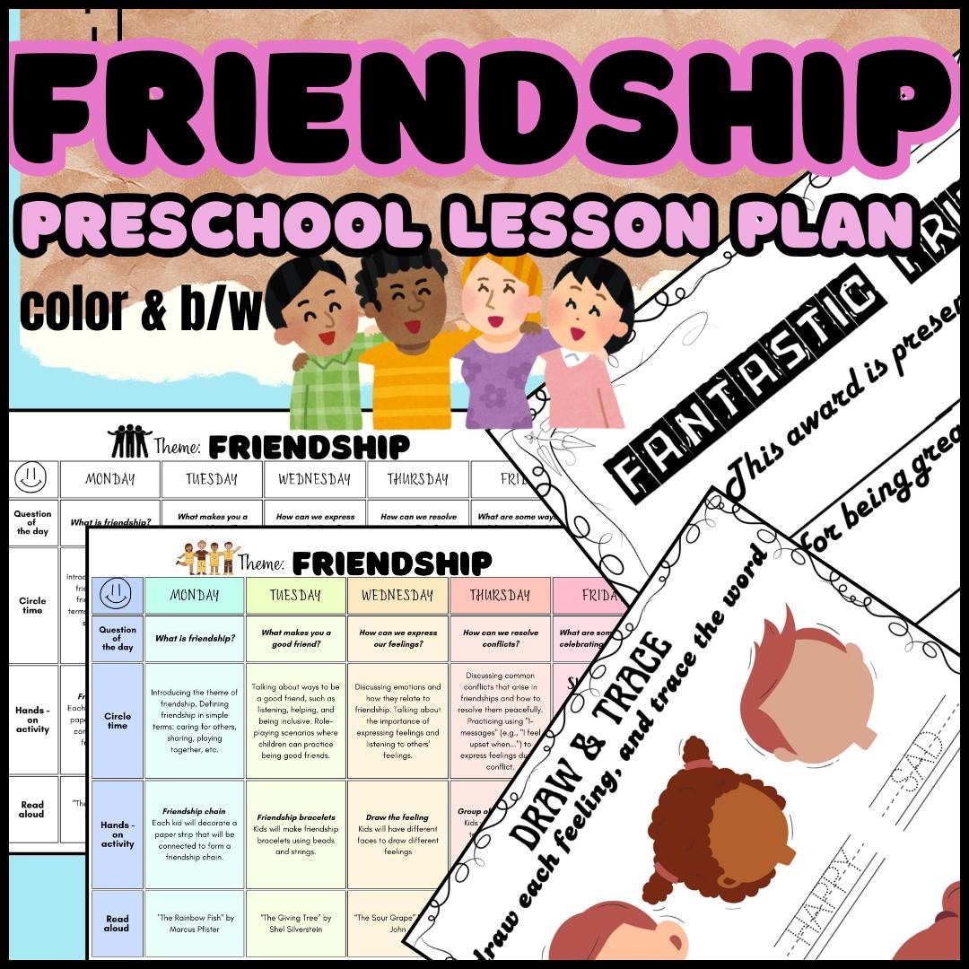 FRIENDSHIP- Preschool Weekly Lesson Plan - Etsy